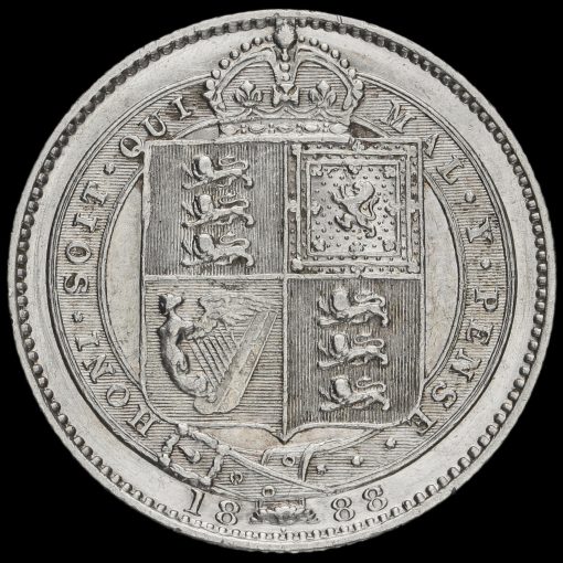 1888 Queen Victoria Silver Shilling (8 over 7) GVF