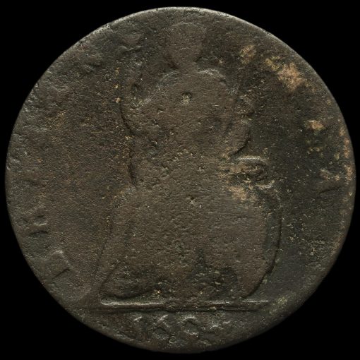 1694 William & Mary Early Milled Copper Farthing