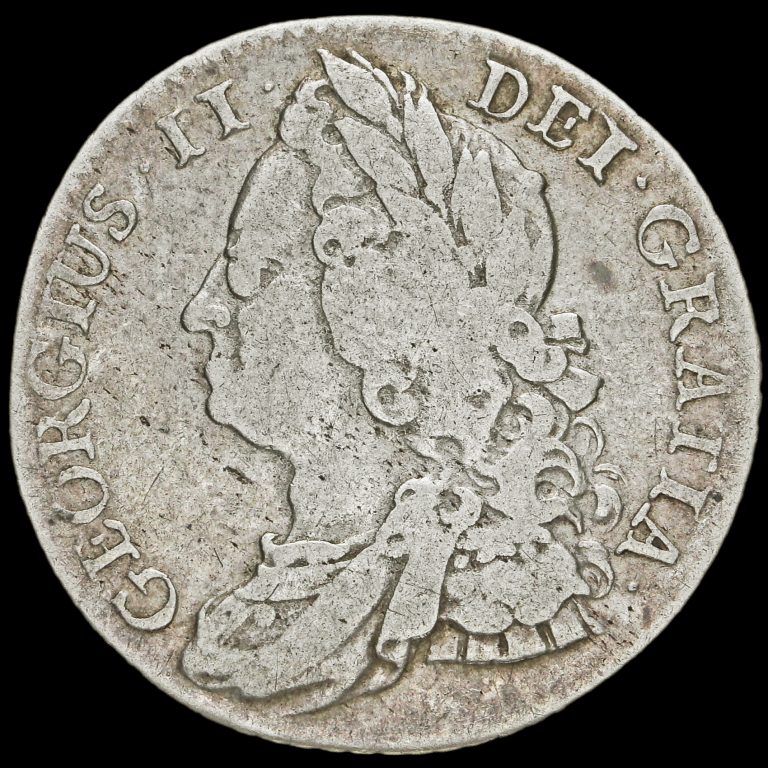 1743 George II Early Milled Silver Shilling