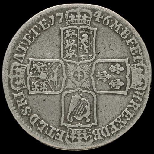 1746 George II Early Milled Silver Lima Half Crown