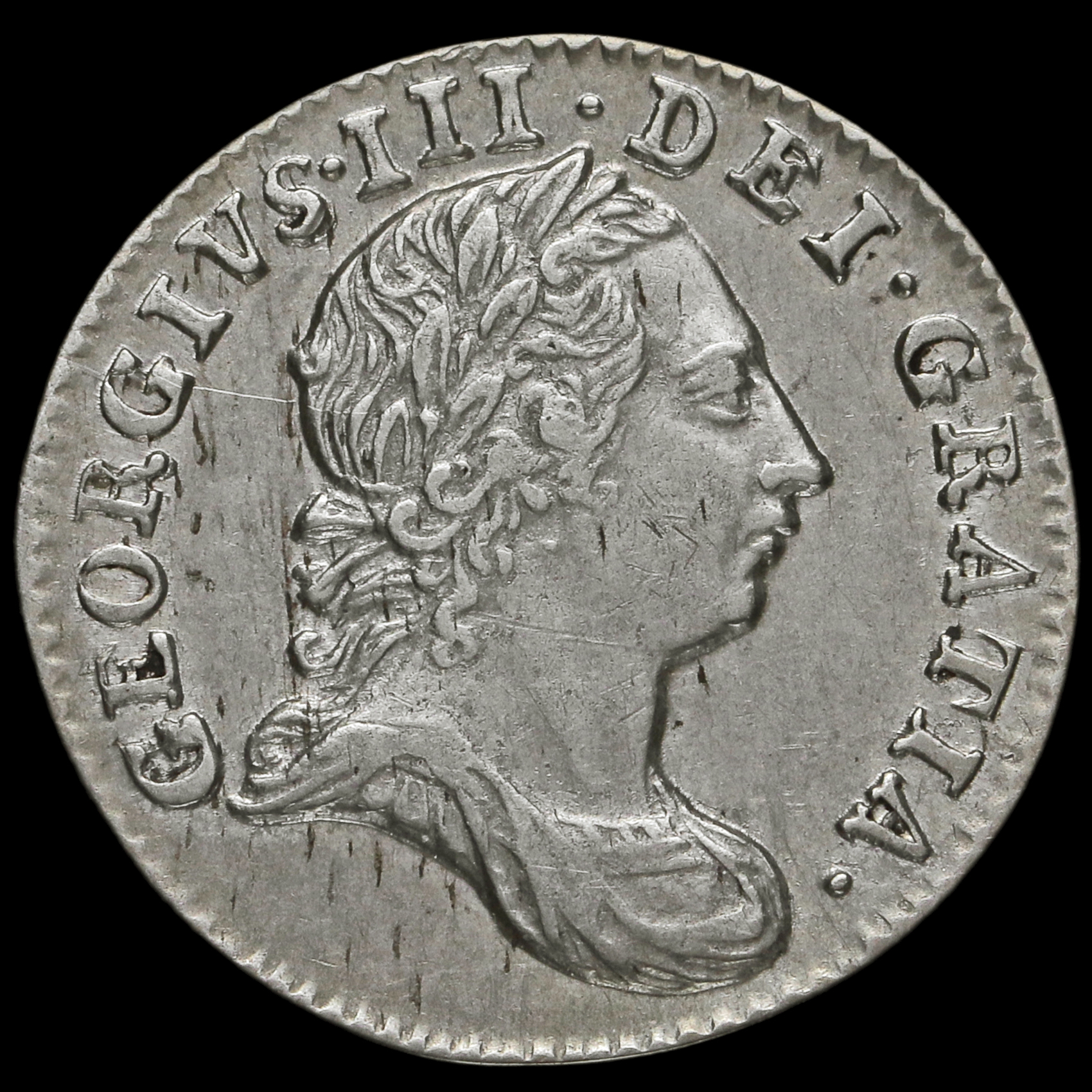 1763 George III Early Milled Silver Maundy Threepence, GVF+