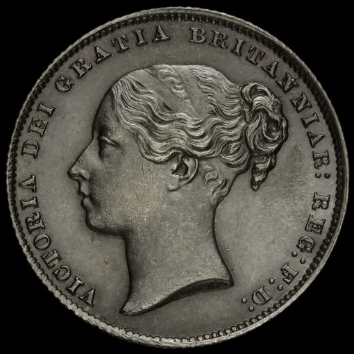 1866 Queen Victoria Young Head Silver Shilling, A/UNC