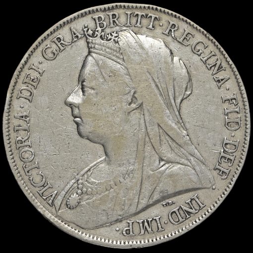 1899 Queen Victoria Veiled Head Silver LXII Crown, Scarce