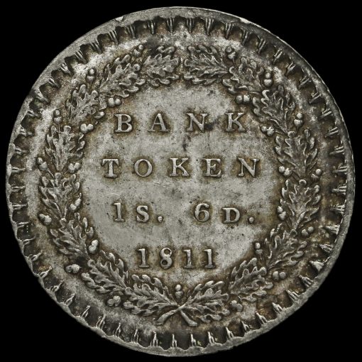 1811 George III Silver Eighteenpence Bank Token, A/UNC