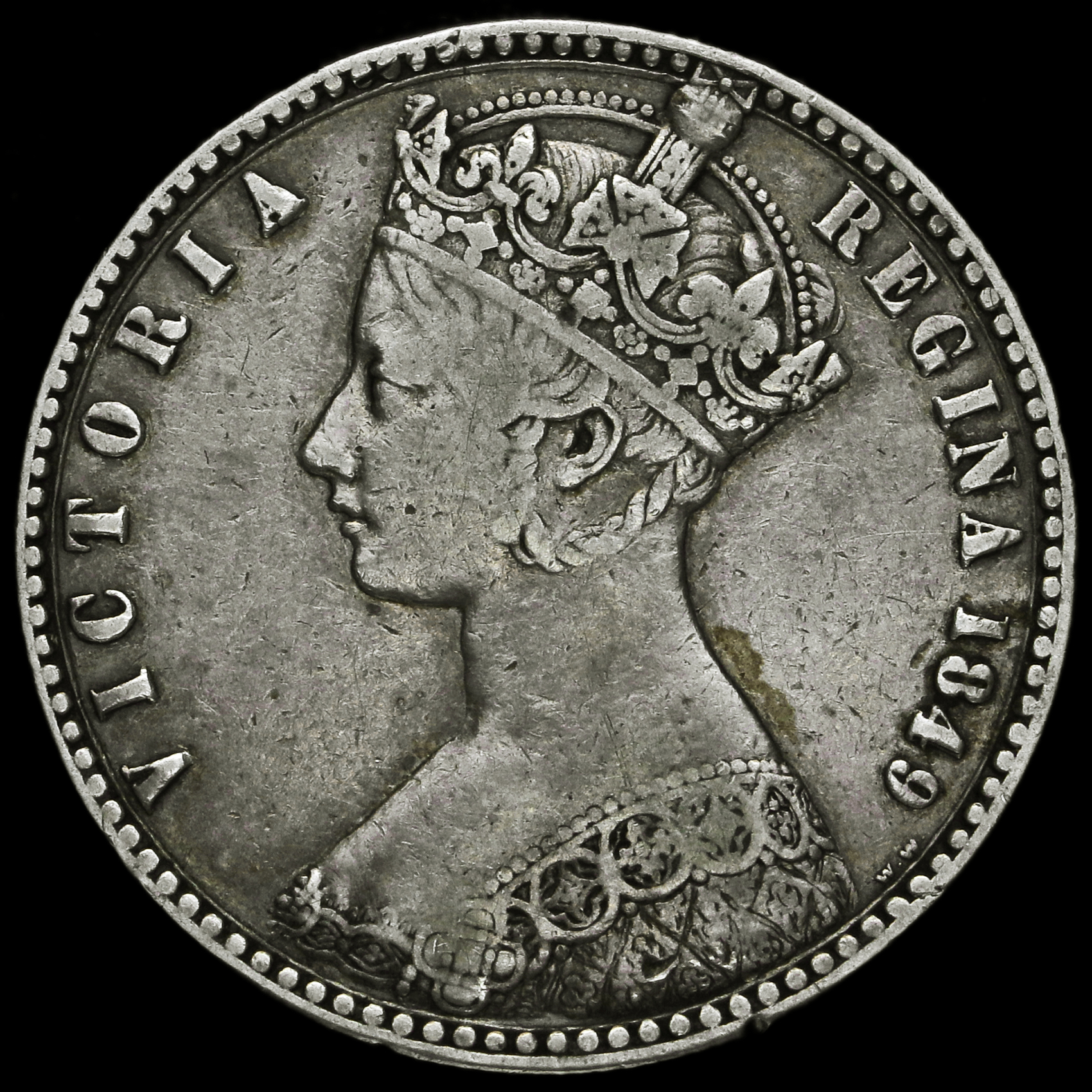 1849 Queen Victoria Godless Florin