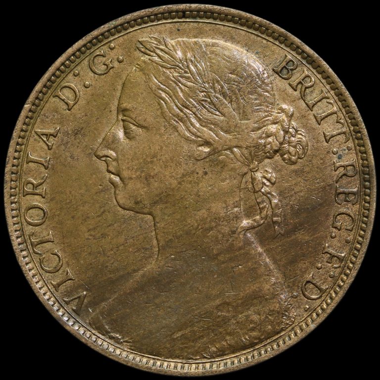 1888 Queen Victoria Bun Head Penny, EF