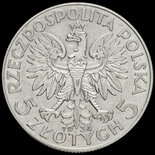 Poland 1934 Silver 5 Zlotych