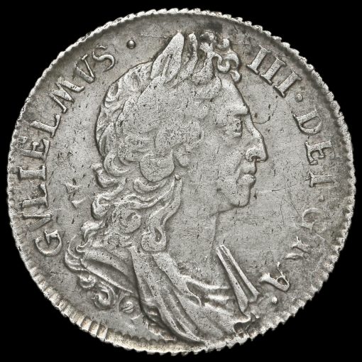 1696 William III Early Milled Silver Shilling, First Bust