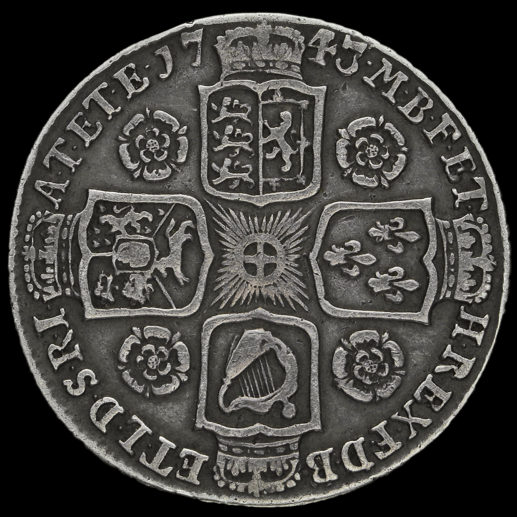 1743 George II Early Milled Silver Shilling