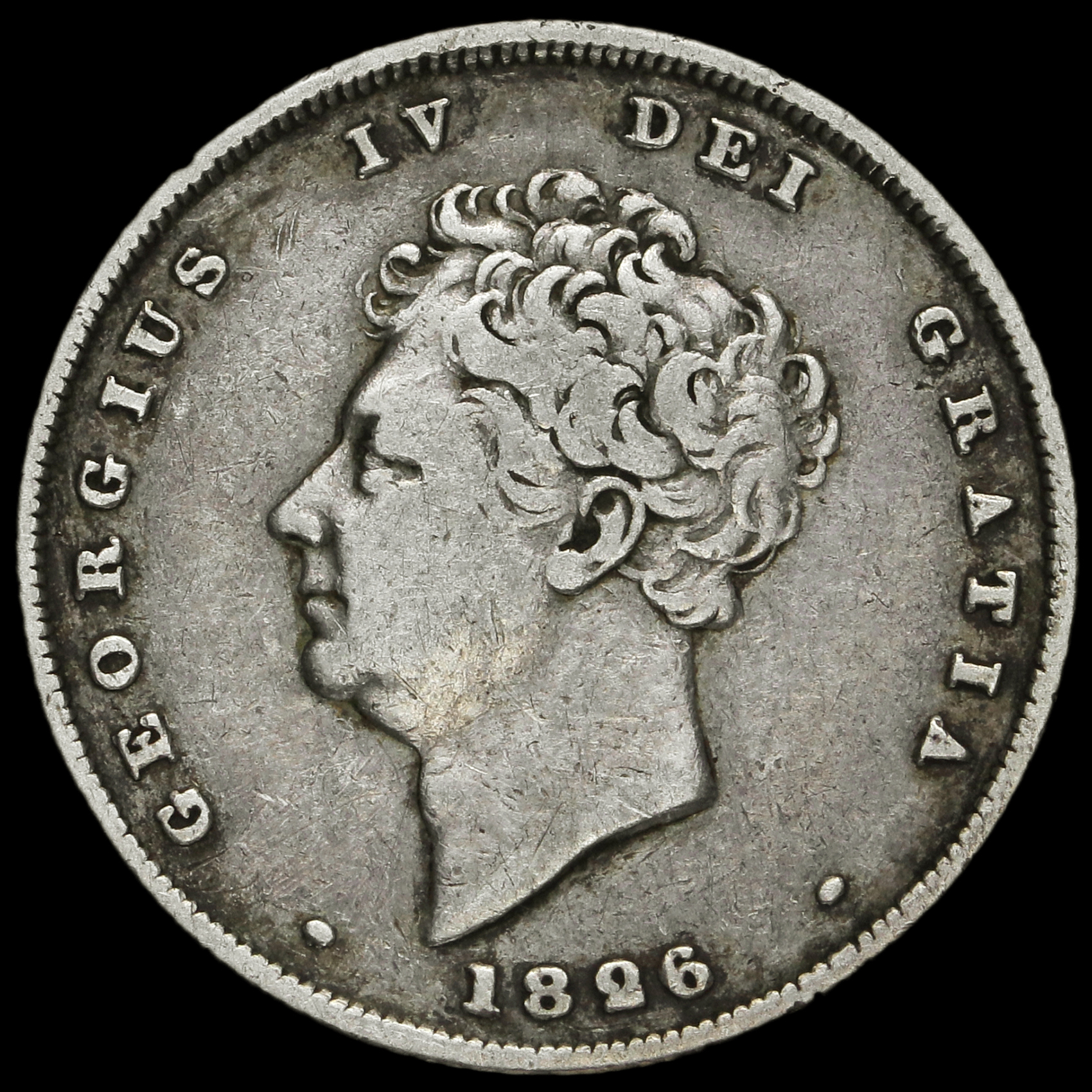 1826 George IV Milled Silver Shilling, AVF