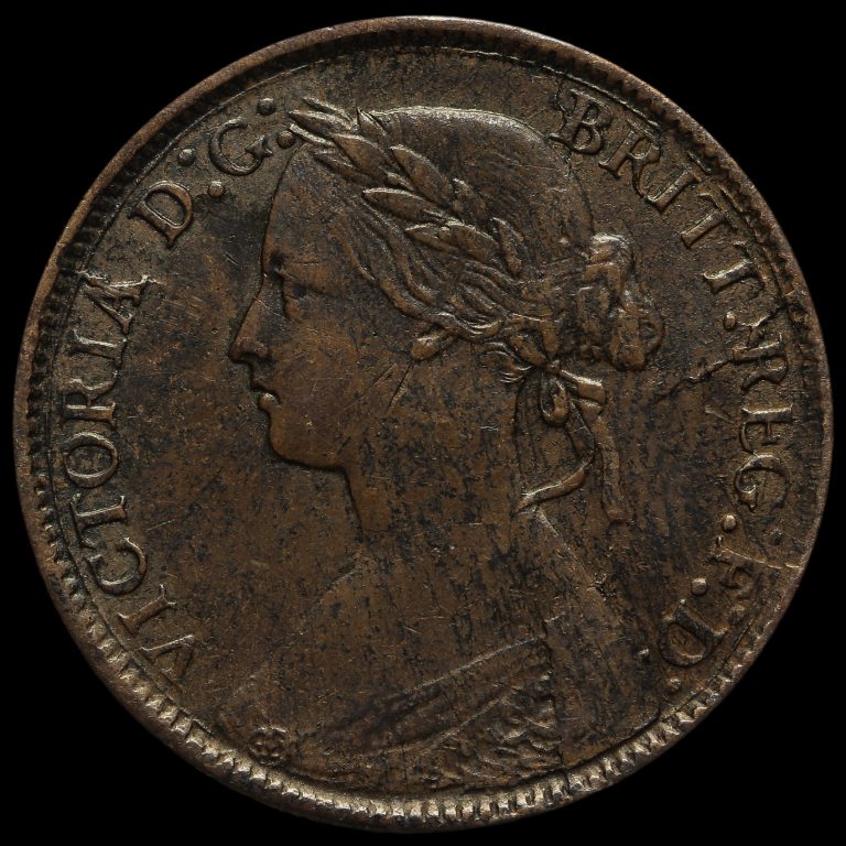 1860 Queen Victoria Bun Head Farthing, GVF