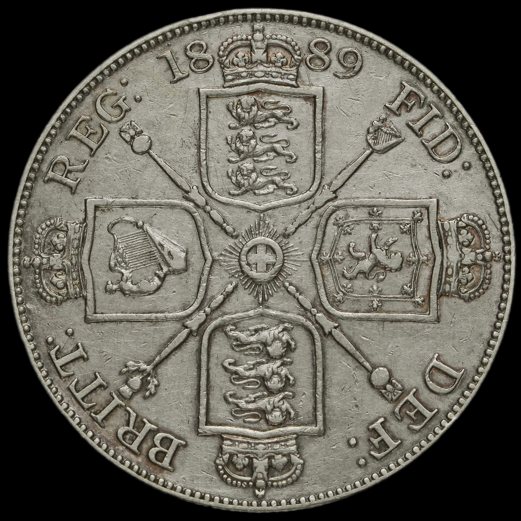 1889 Queen Victoria Double Florin, Inverted 1 for I, Extremely Rare, ESC R3