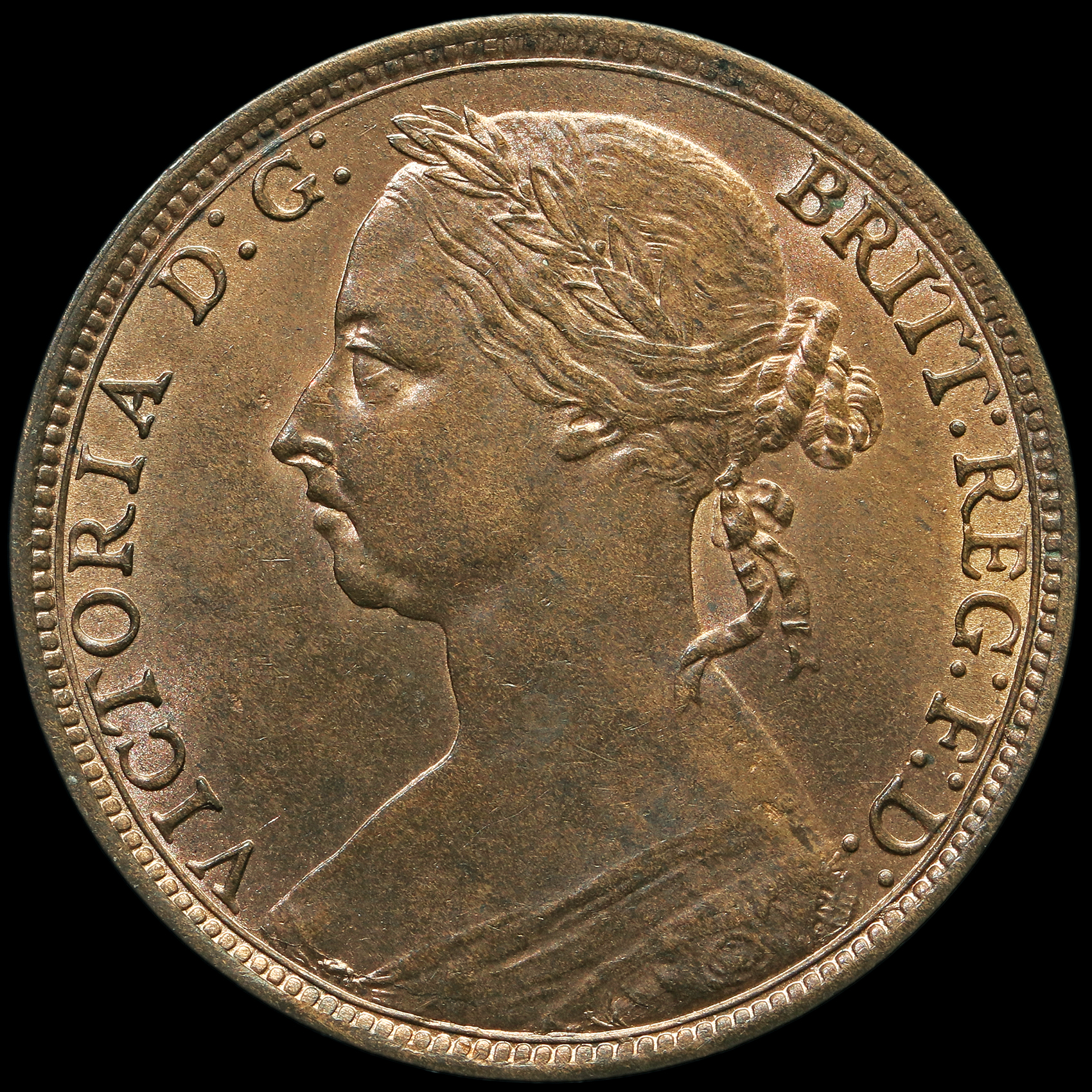 1892 Queen Victoria Bun Head Penny