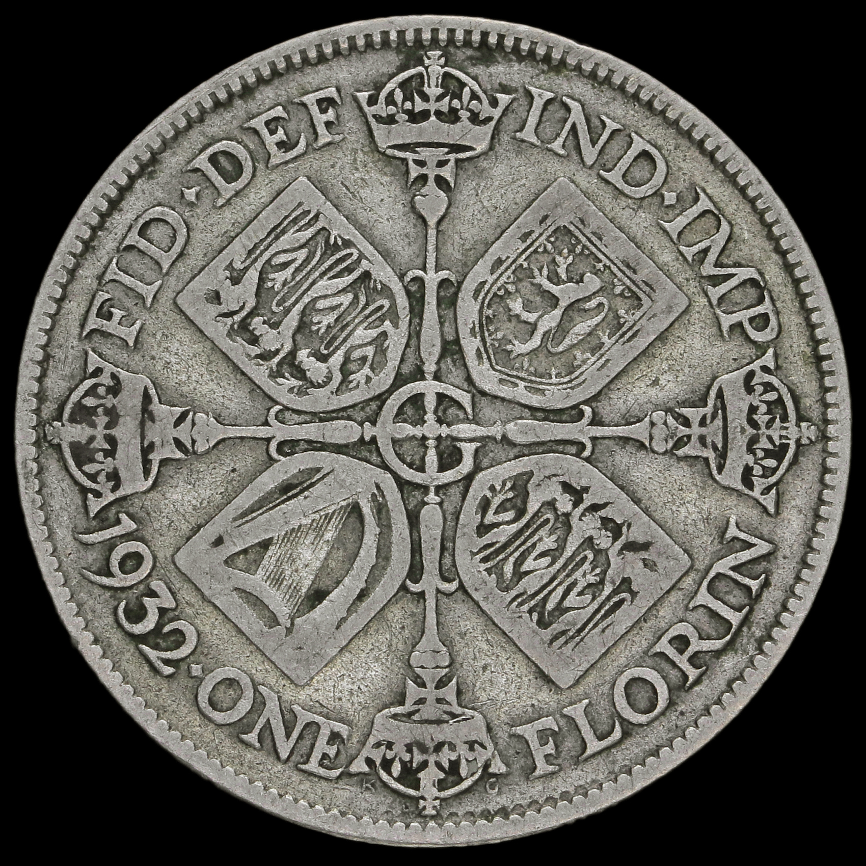 1932 George V Silver Florin, Rare, Fine