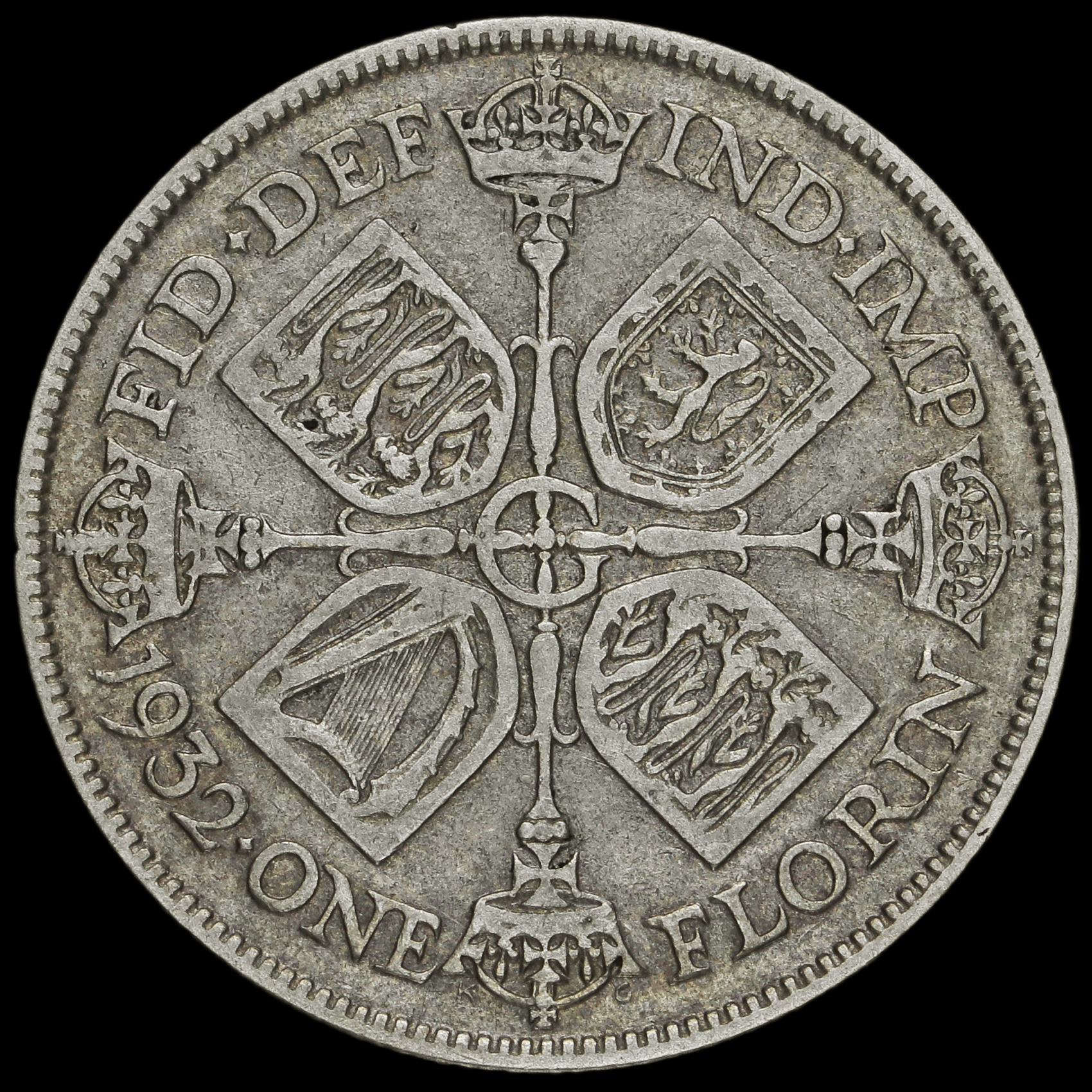 1932 George V Silver Florin, Rare, GF