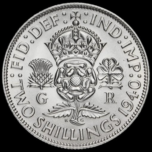 1940 George VI Silver Two Shilling Coin / Florin, UNC