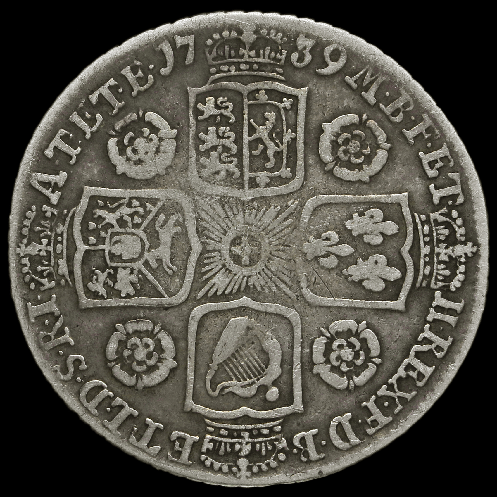 1739 George II Early Milled Silver Shilling