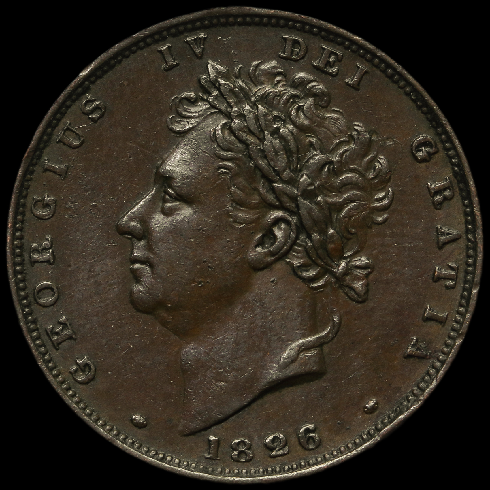 1826 George IV Milled Copper Farthing, EF