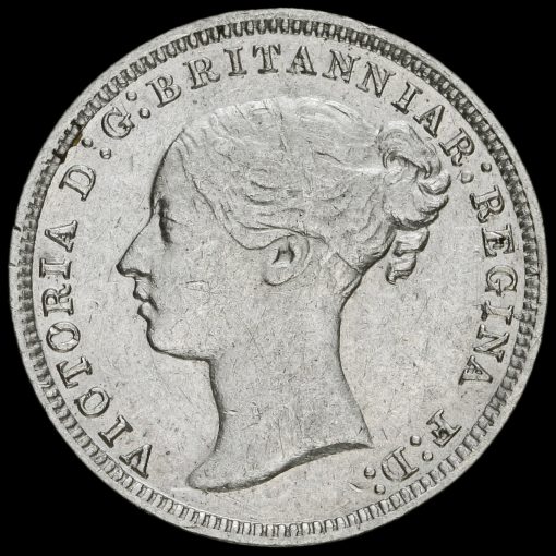 1875 Queen Victoria Young Head Silver Threepence, GVF