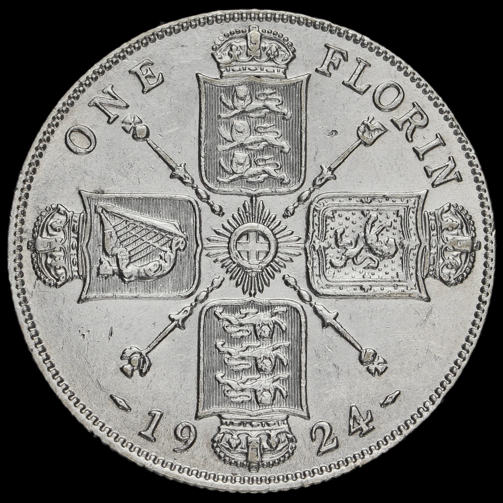 1924 George V Silver Florin, Scarce, G/EF