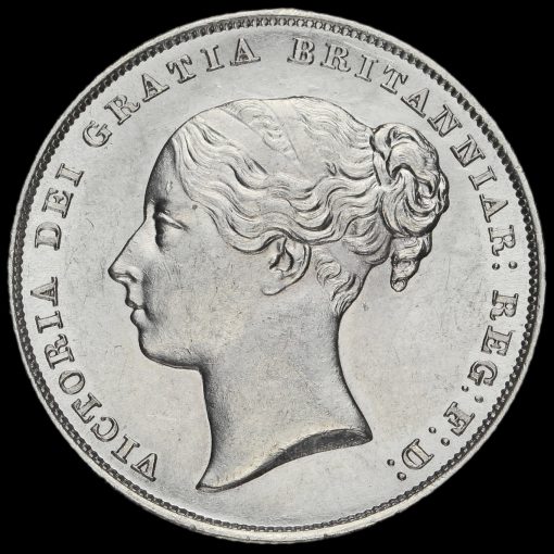 1843 Queen Victoria Young Head Silver Shilling, Rare