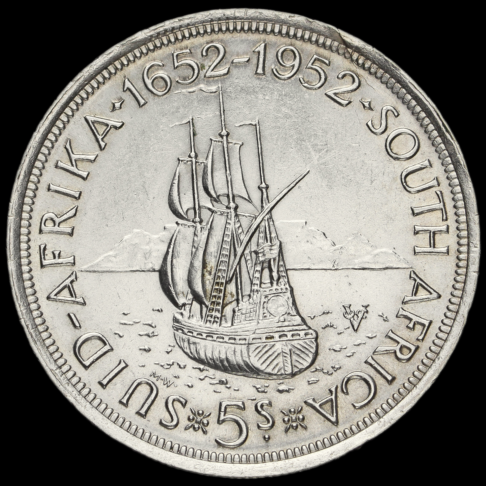 South Africa 1952 Silver 5 Shillings Coin