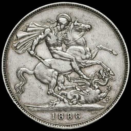 1888 Queen Victoria Jubilee Head Silver Wide Date Crown, Scarce, VF