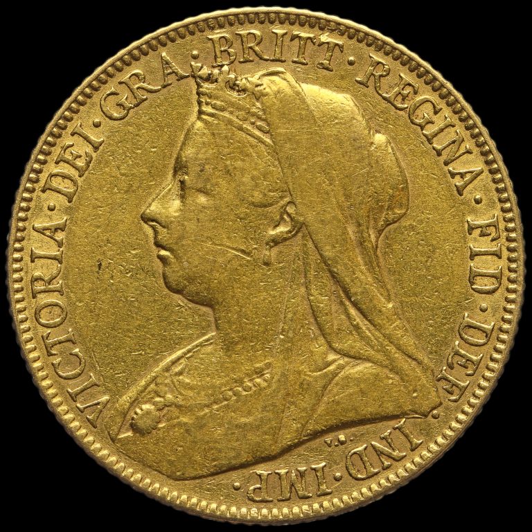 1901 Queen Victoria Veiled Head Gold Full Sovereign, London Mint