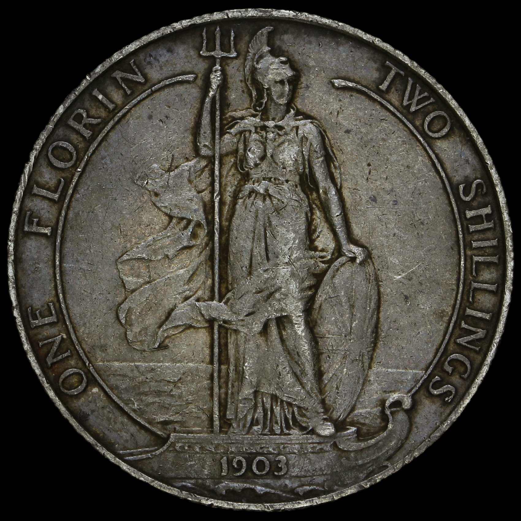 1903 Edward VII Silver Florin, Scarce, VF