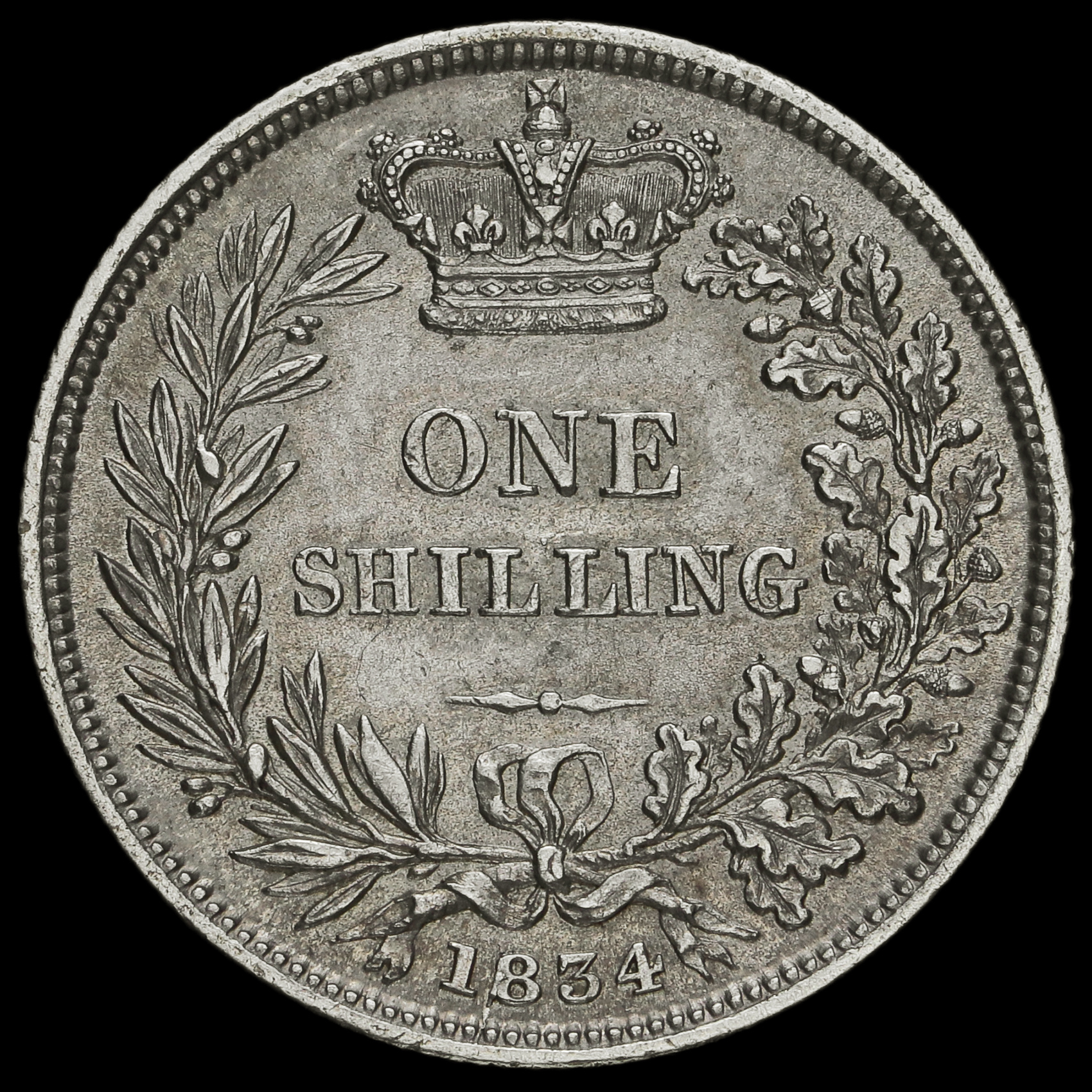 1834 William IV Milled Silver Shilling, Near EF