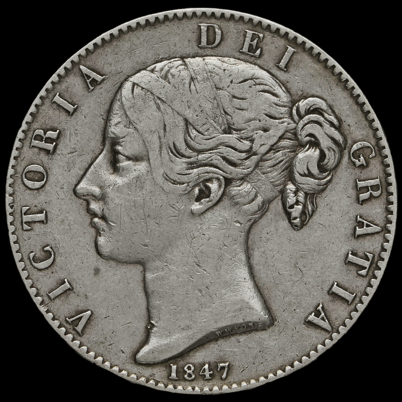 1847 Queen Victoria Young Head Silver XI Crown