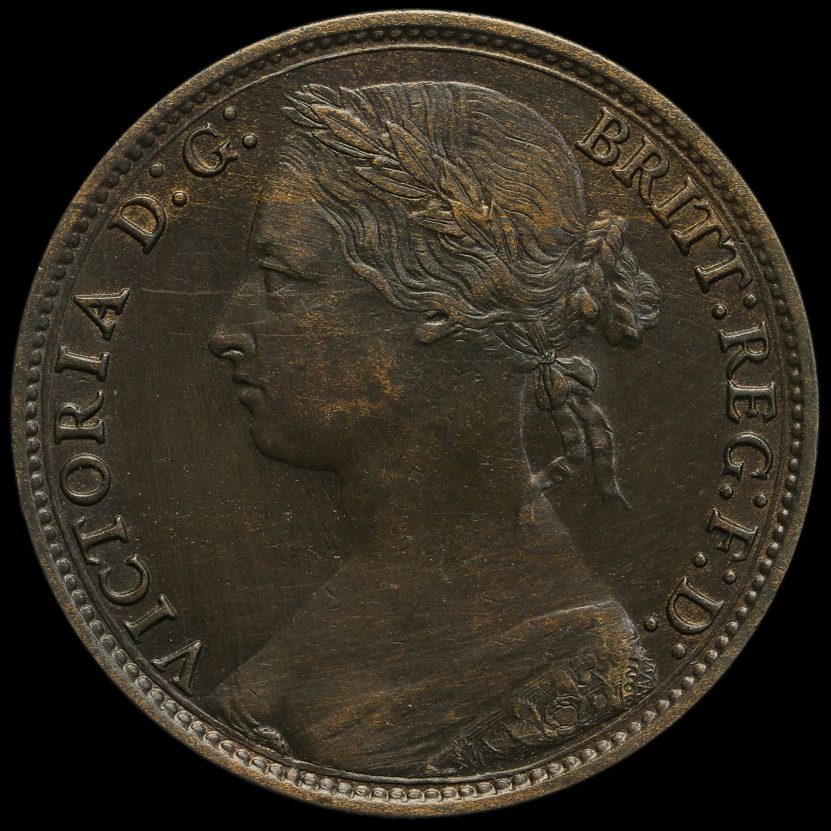 1879 Queen Victoria Bun Head Penny