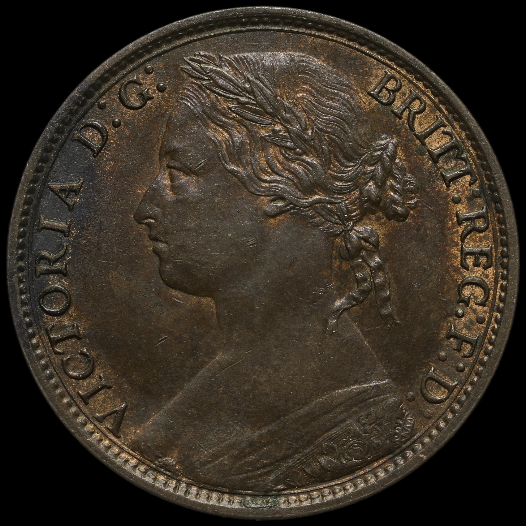 1880 Queen Victoria Bun Head Penny