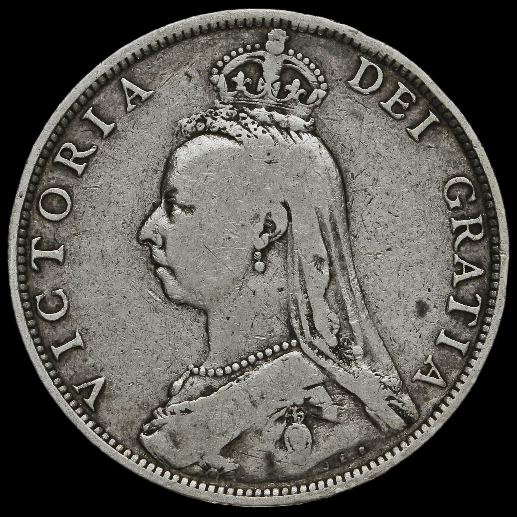 1890 Queen Victoria Jubilee Head Silver Florin, Rare