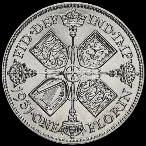 1931 George V Silver Florin, Scarce, UNC