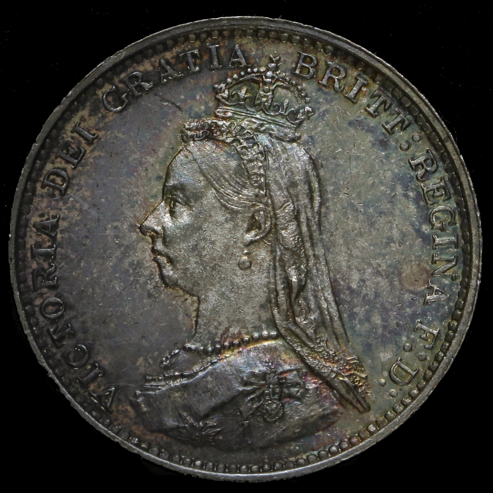 1887 Queen Victoria Jubilee Head Silver Threepence, A/UNC