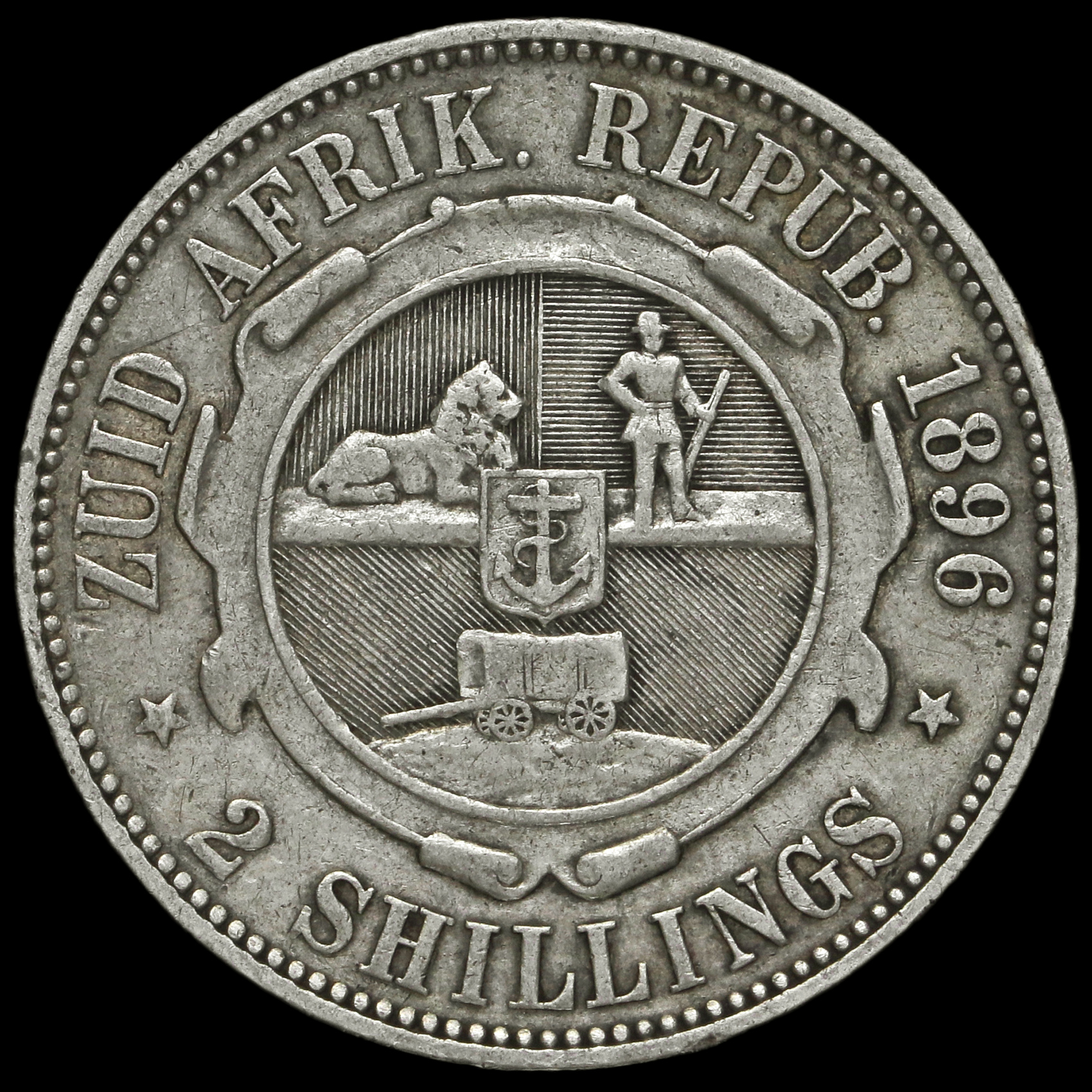 South Africa 1896 Silver 2 Shillings