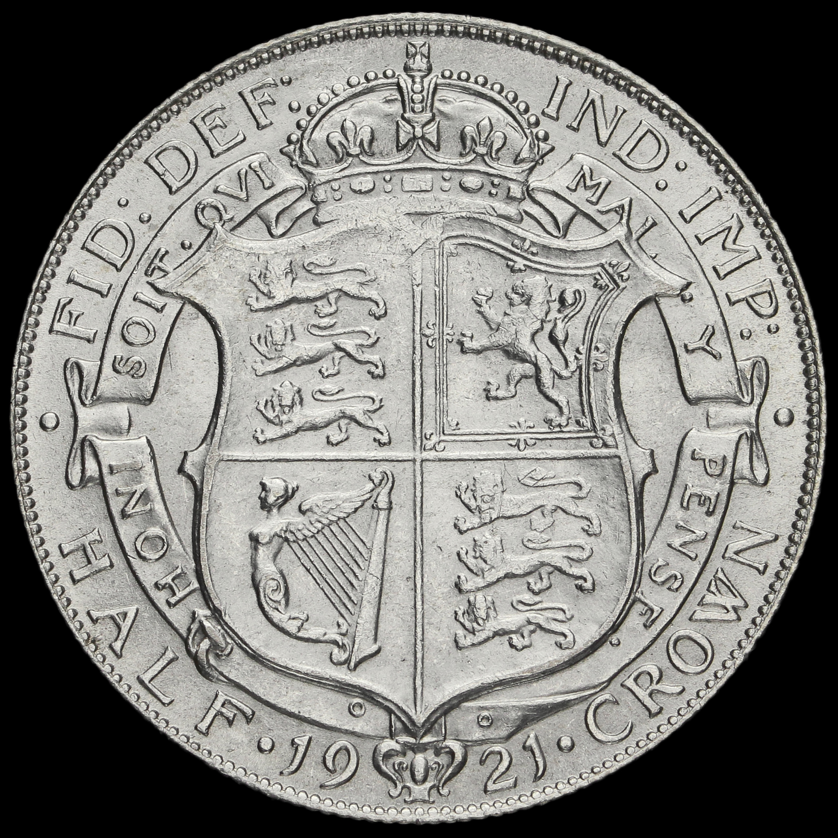 1921 George V Silver Half Crown, Scarce, G/EF