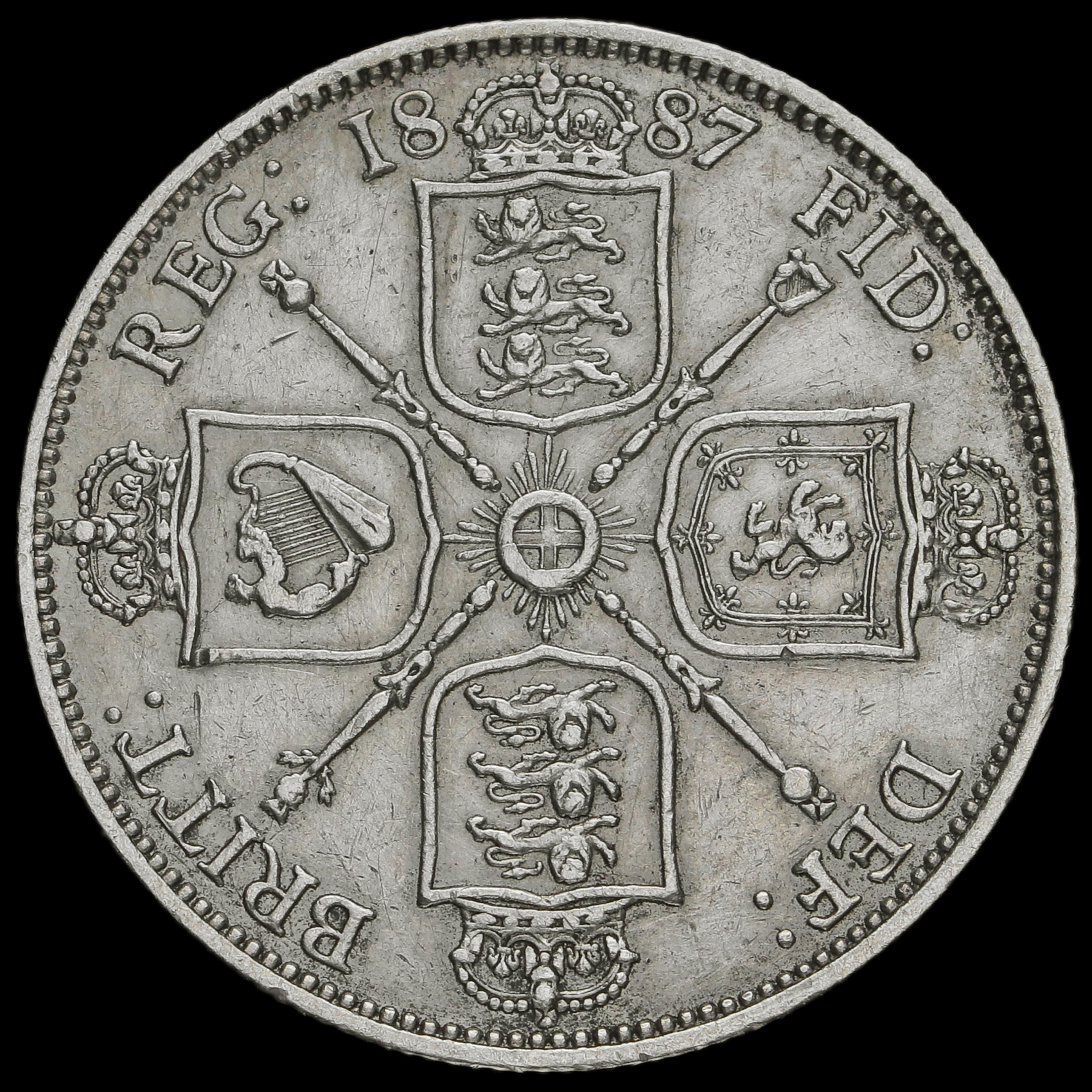 1887 Queen Victoria Jubilee Head Silver Florin, GVF