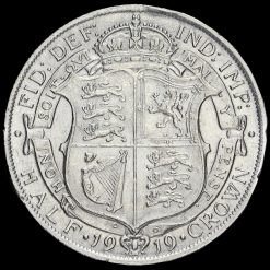 1919 George V Silver Half Crown, Scarce, GVF+