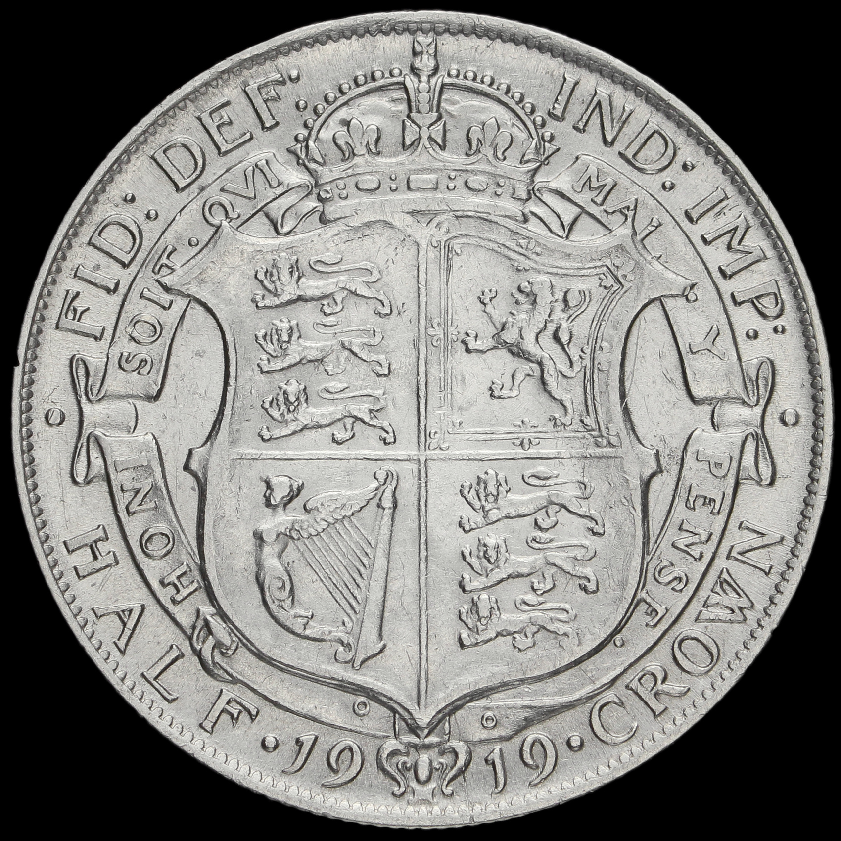 1919 George V Silver Half Crown, Scarce, VF