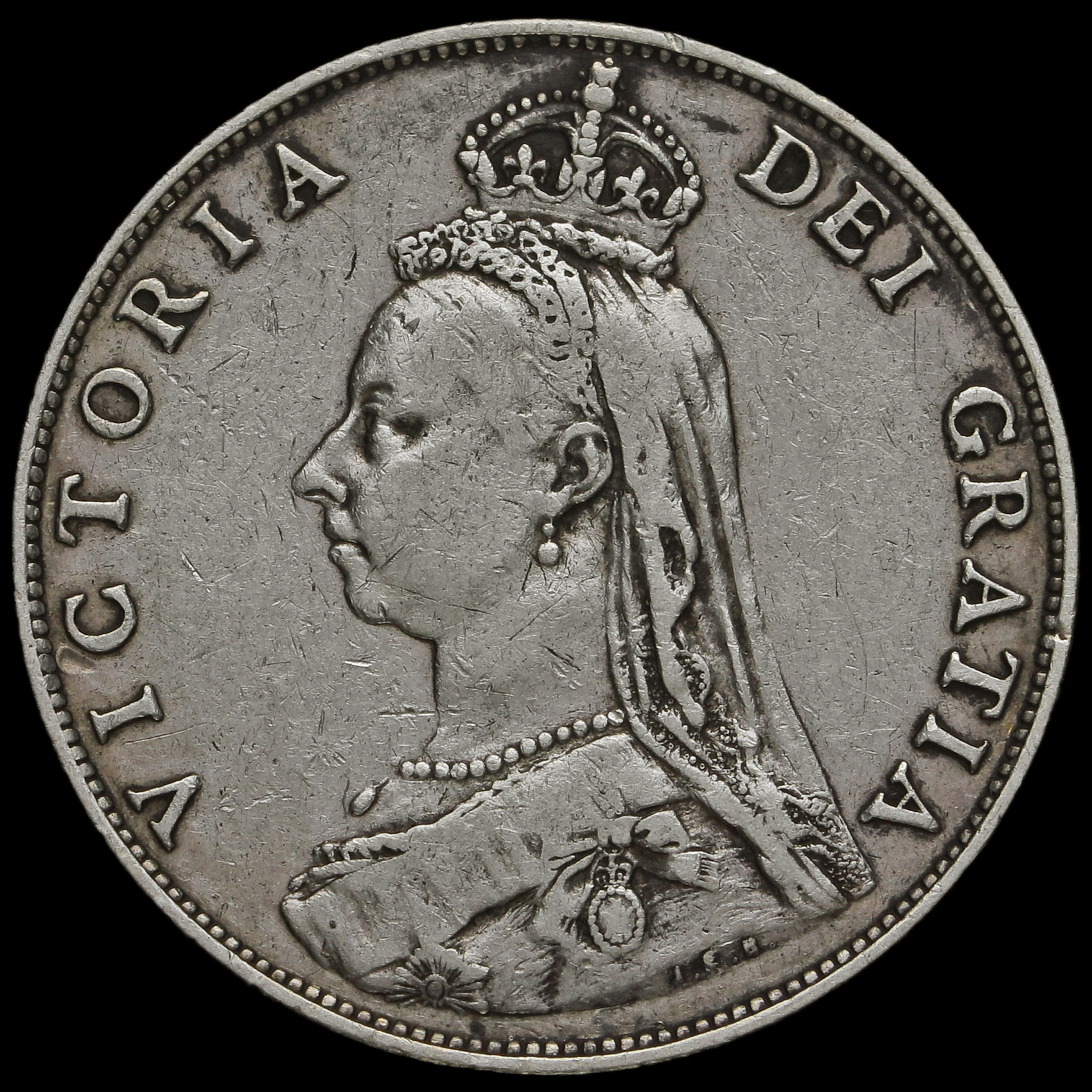 1887 Queen Victoria Jubilee Head Silver Florin, VF