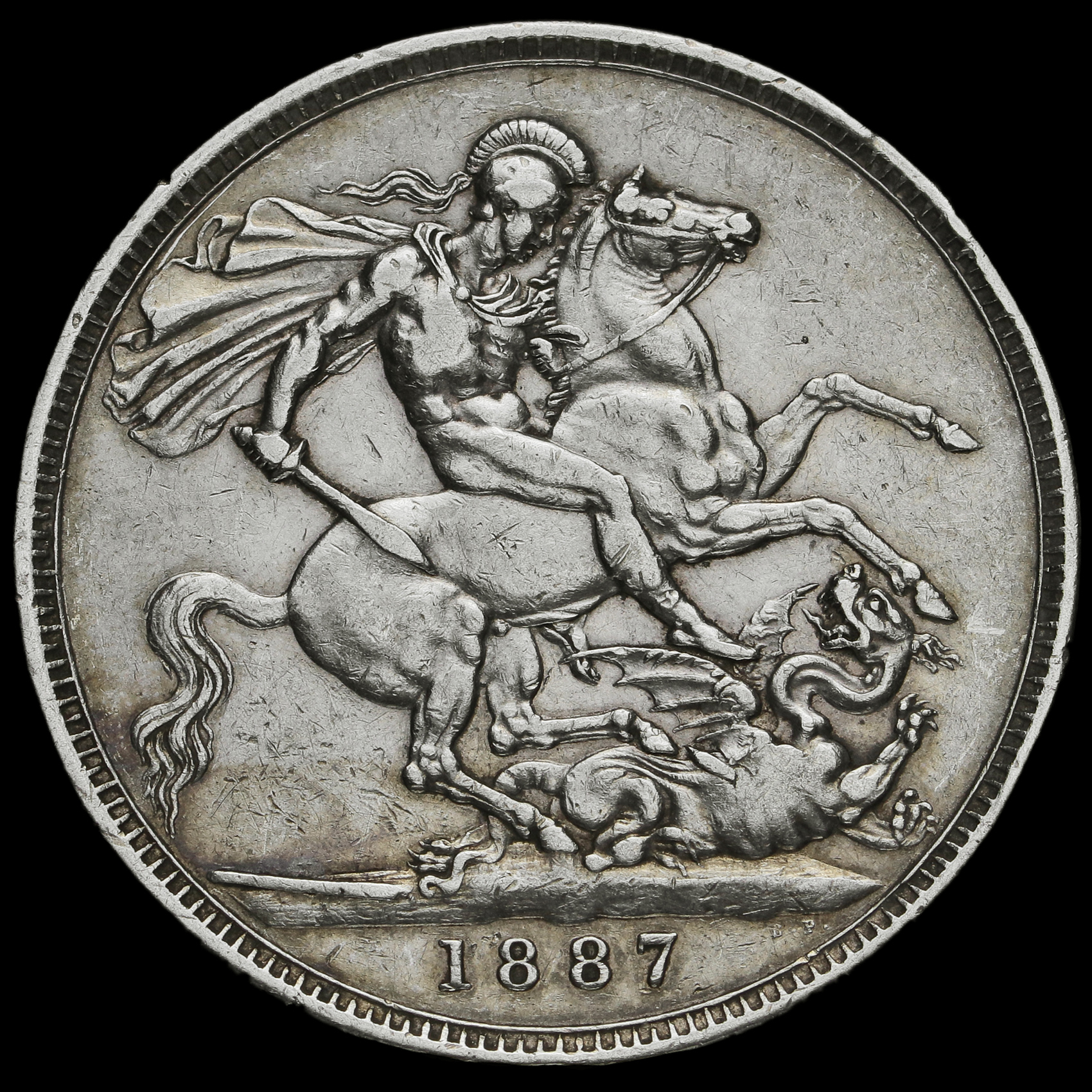 1887 Queen Victoria Jubilee Head Silver Crown, VF
