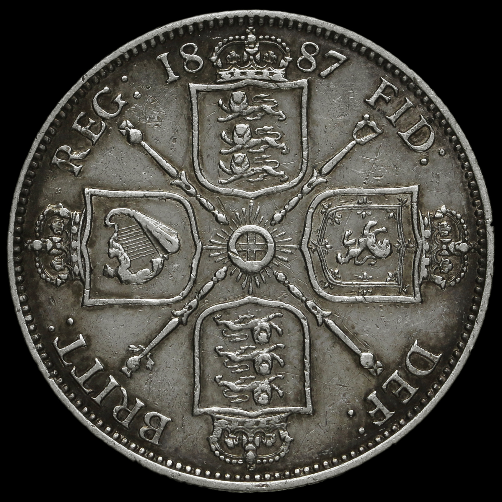 1887 Queen Victoria Jubilee Head Silver Florin, GVF