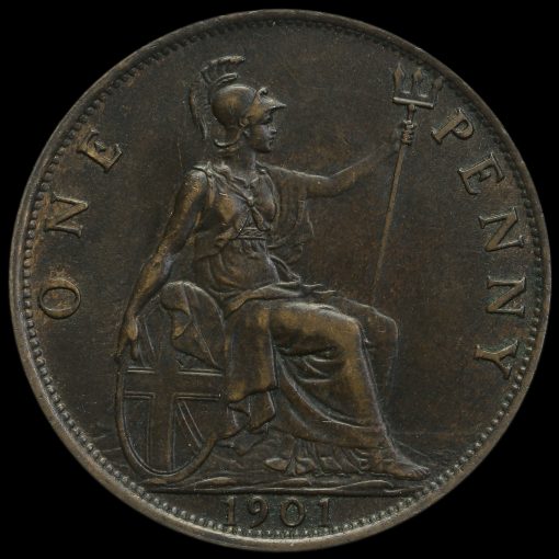 1901 Queen Victoria Veiled Head Penny, GVF+
