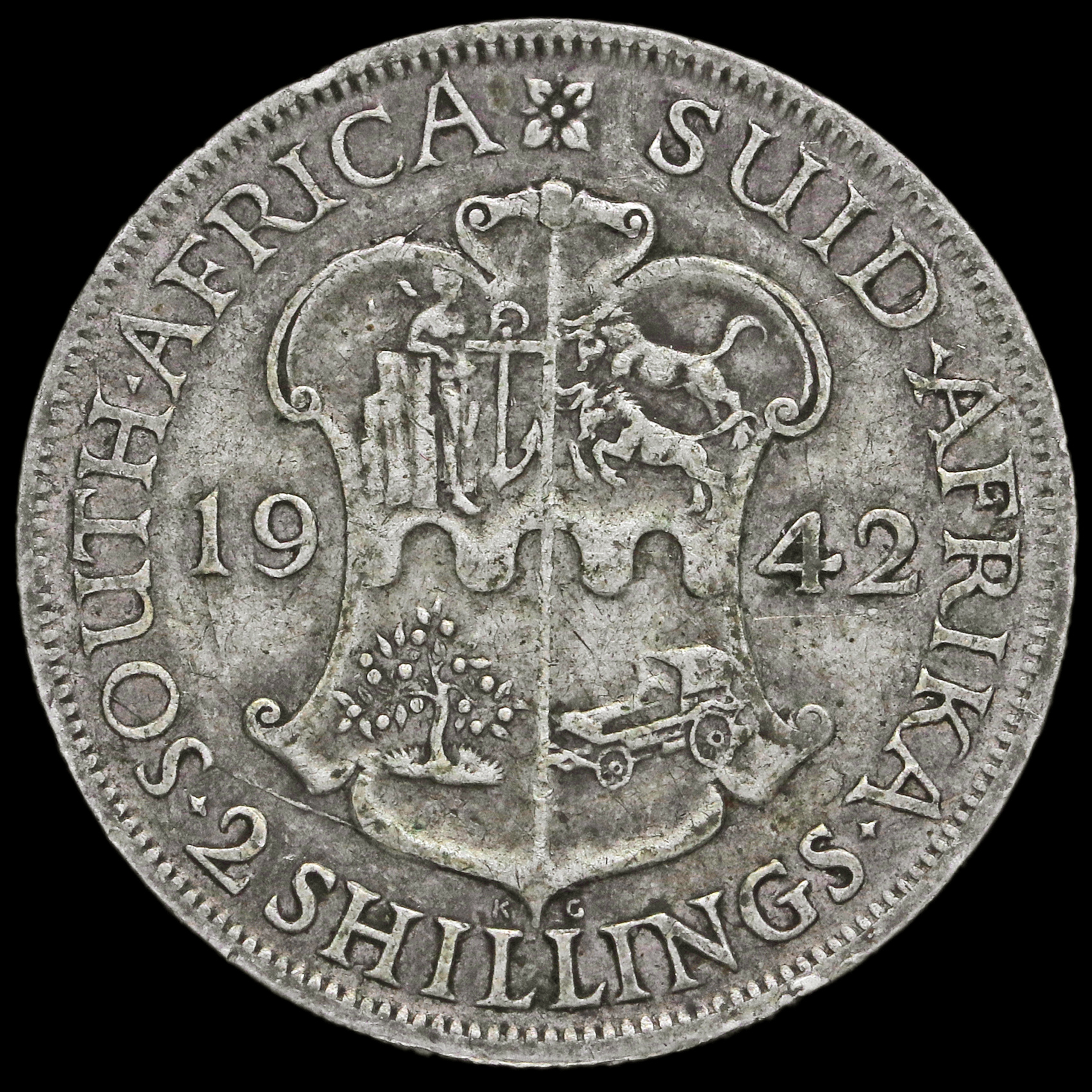 South Africa 1942 George VI Silver 2 Shillings