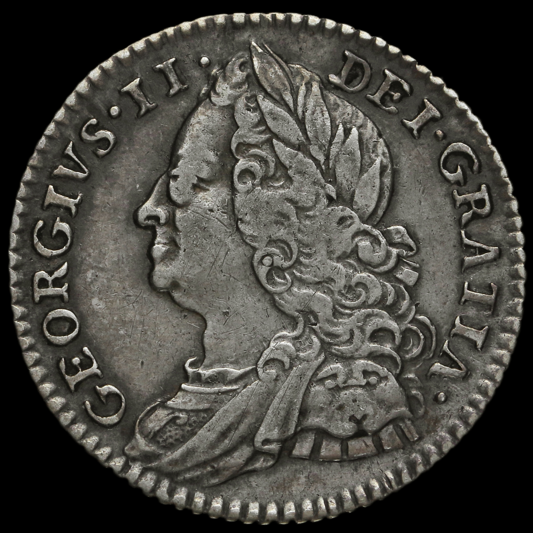 1750 George II Early Milled Silver Sixpence, Scarce