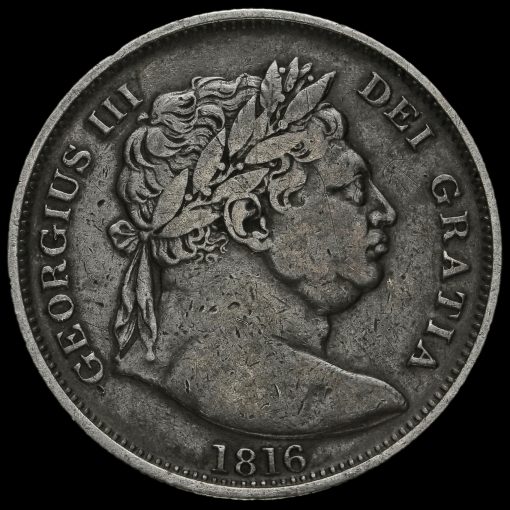1816 George III Milled Silver 'Bull Head' Half Crown