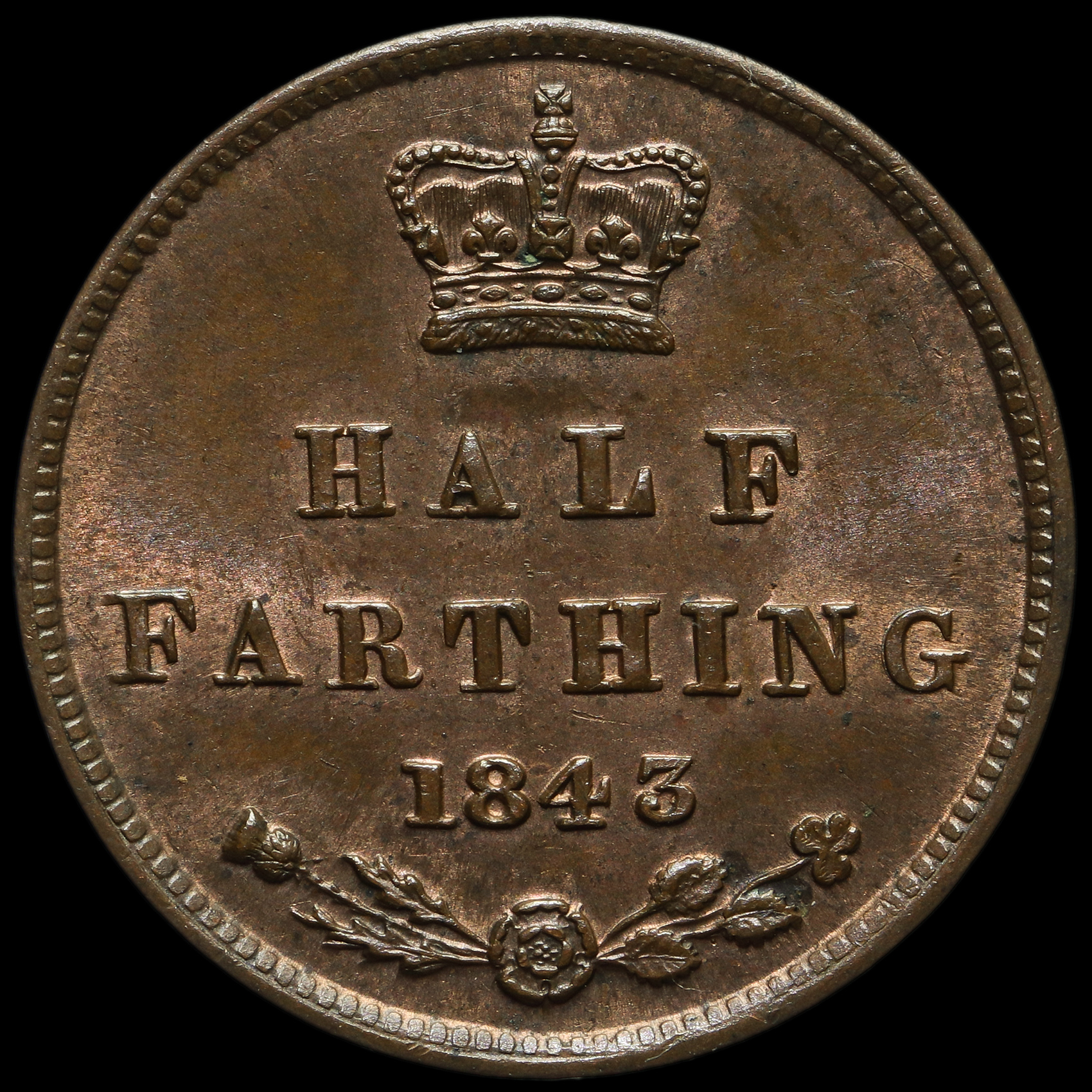 1843 Queen Victoria Young Head Half Farthing