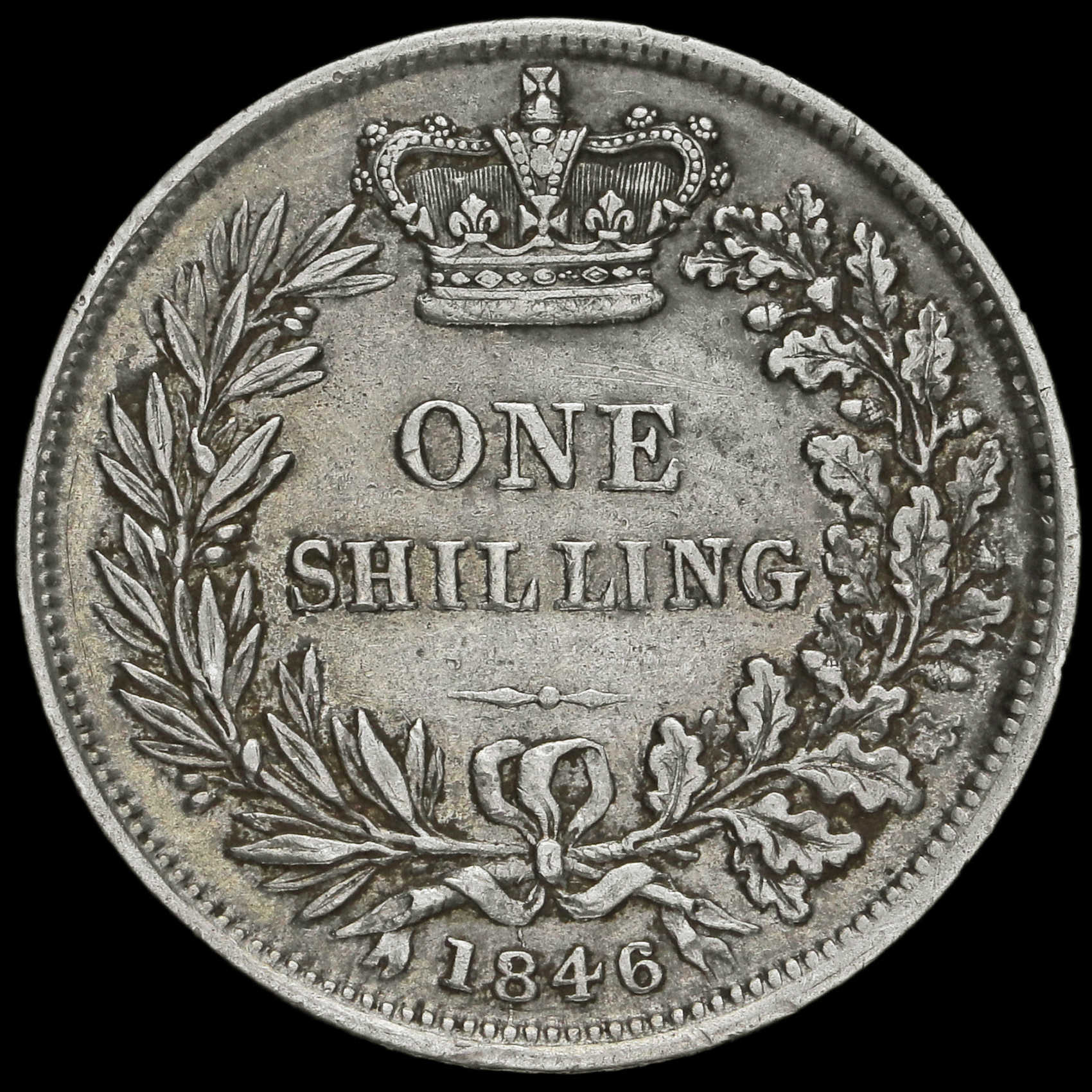 1846 Queen Victoria Young Head Silver Shilling, Scarce
